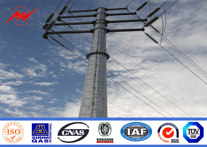Low Voltage 69kv HDG Steel Tubular Pole 8 Sided Shape With Stepped Bolt